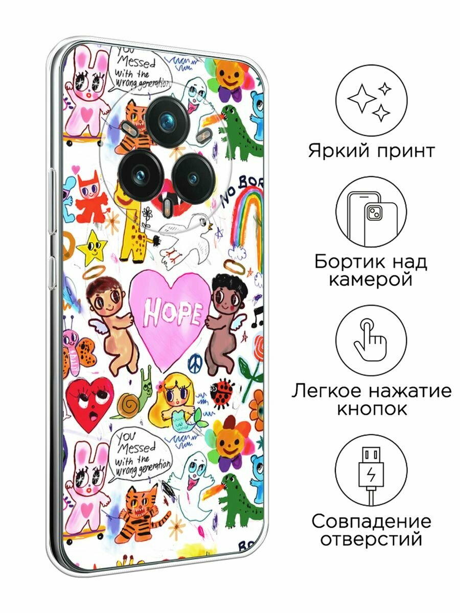 Чехол на Realme 14 Pro / Реалми 14 Про с принтом "Милые рисунки" — фото 1