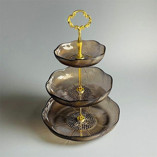 Этажерка трехъярусная. Коллекция "Калейдоскоп" в подарочной упаковке. Lenardi. Стекло.