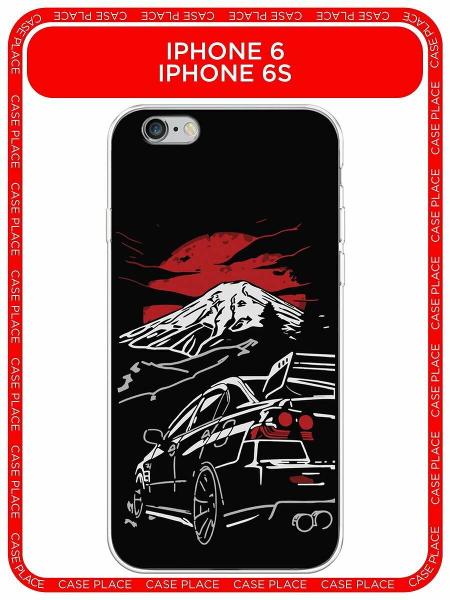 Чехол на Apple iPhone 6 / Айфон 6 с принтом "Машина в горах JDM"