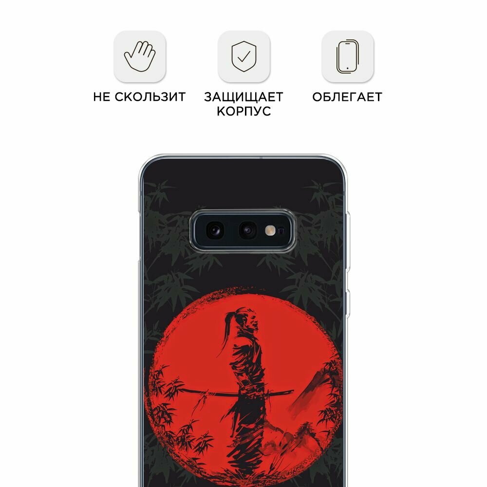 Чехол на Samsung Galaxy S10E / Самсунг Галакси S10E с принтом "Самурай на красном фоне" — фото 1