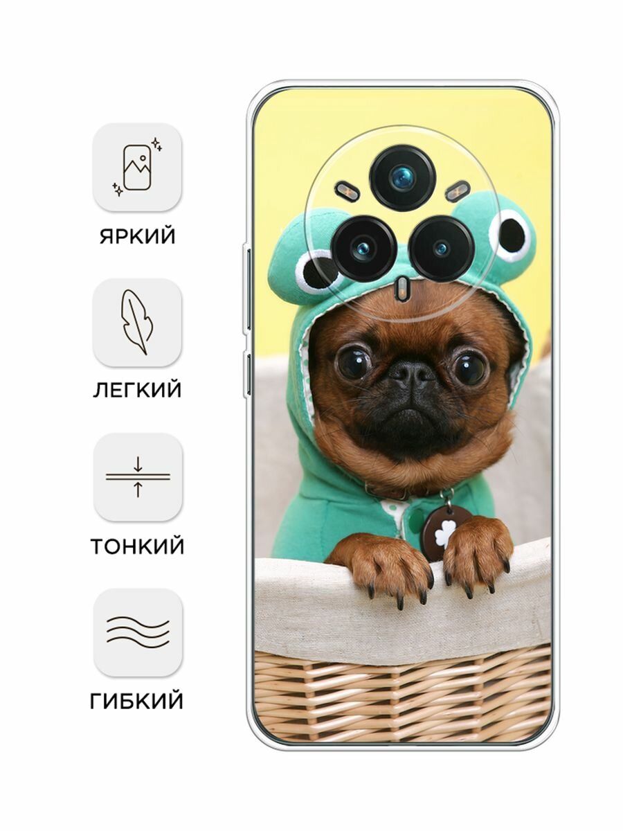Чехол на Realme 14 Pro / Реалми 14 Про с принтом "Собачка в шапке лягушки" — фото 1