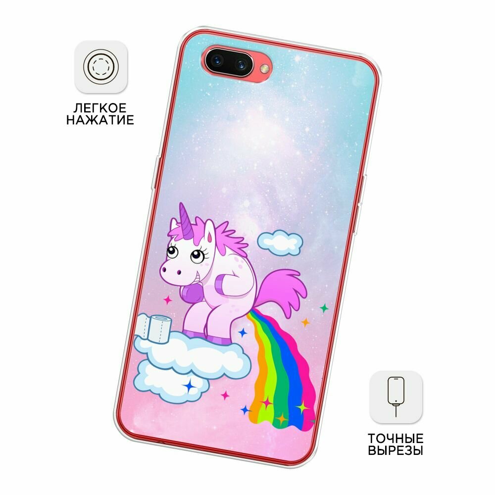 Силиконовый чехол на Oppo A3s / Oppo A3s с принтом "Единорог какает" — фото 1