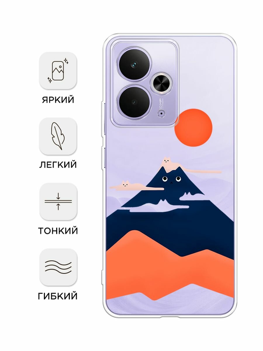 Чехол на Realme 14T / Реалми 14Т с принтом "Кот-гора", прозрачный — фото 1
