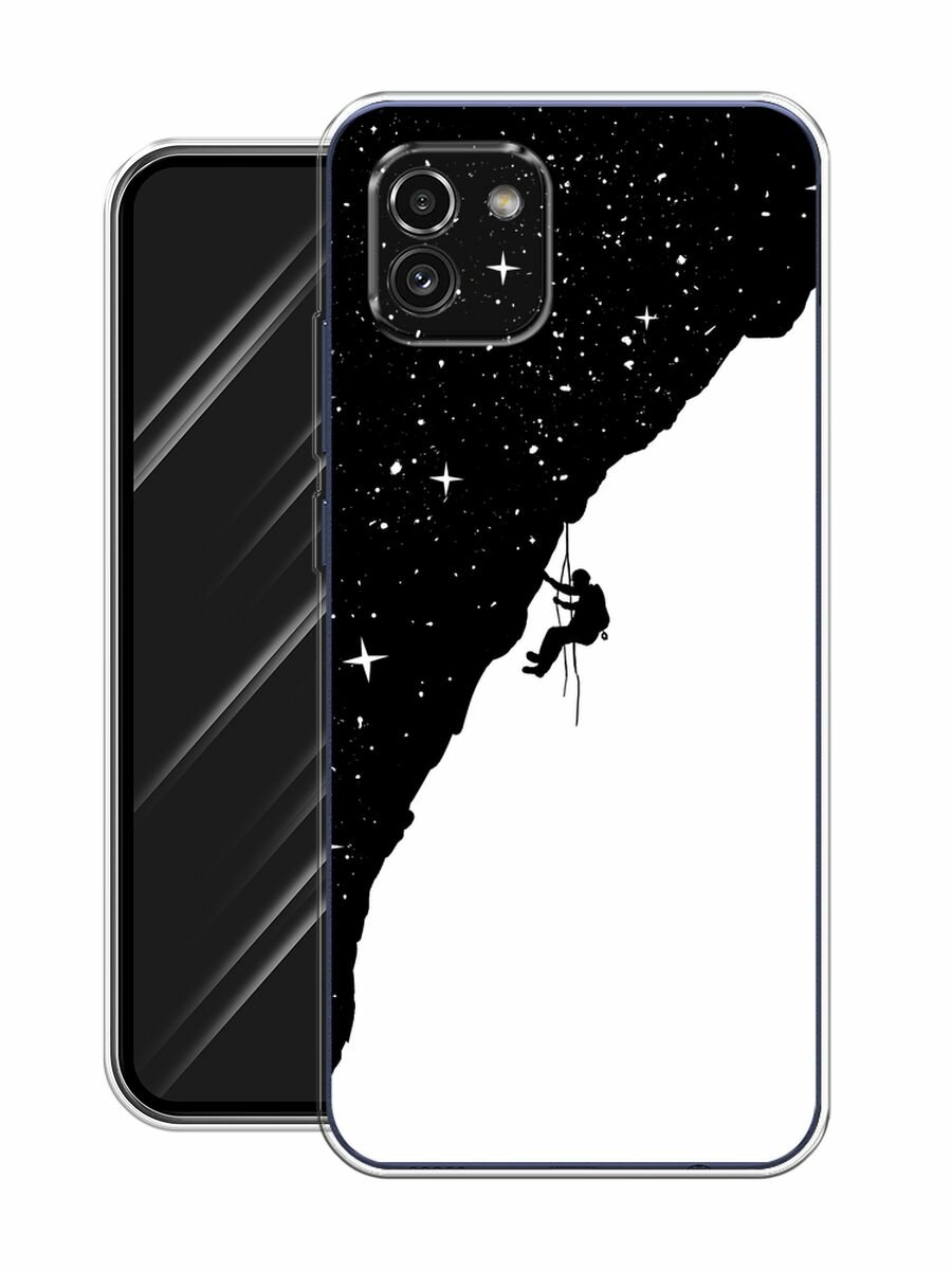Чехол на Samsung Galaxy A03 / Самсунг Галакси А03 с принтом "Космический альпинист" — фото 1