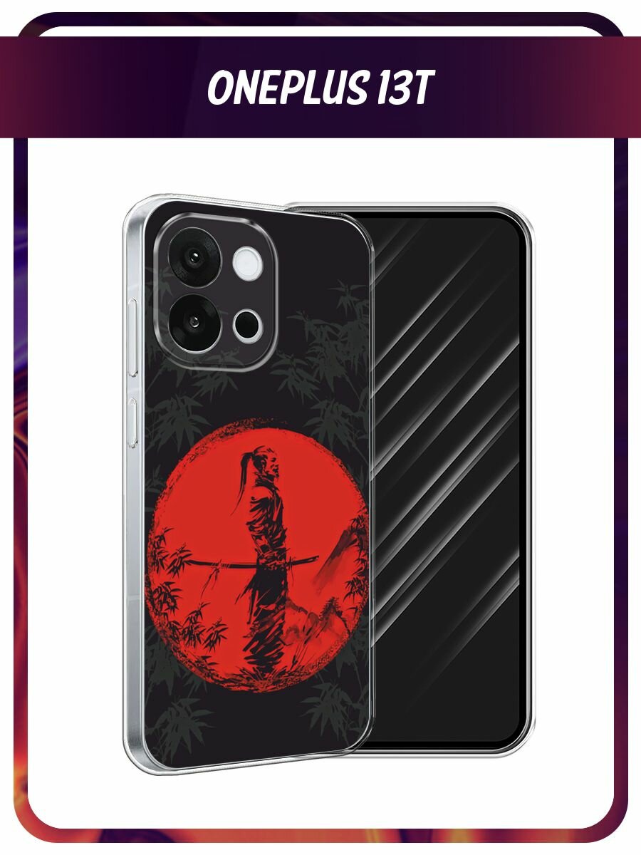 Чехол на OnePlus 13T / Ван Плас 13Т с принтом "Самурай на красном фоне"