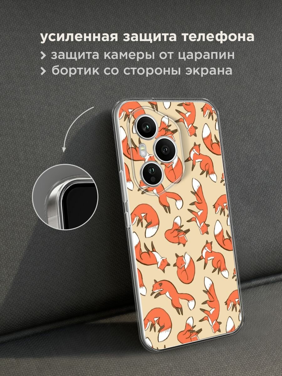 Чехол на Honor 400 Pro / Хонор 400 Про с принтом "Лисички фон" — фото 1