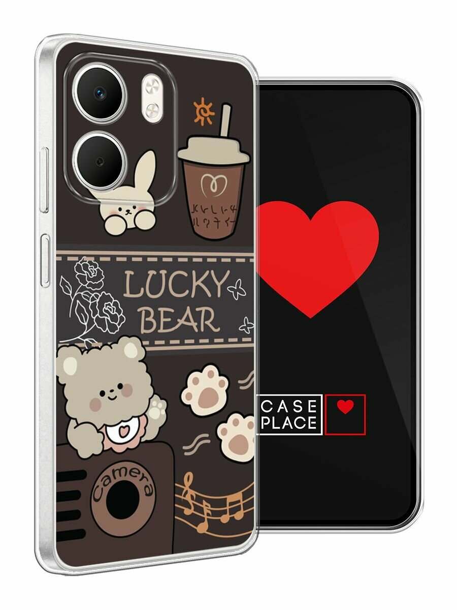 Чехол на Oppo A5x / Оппо А5x с принтом "Lucky bear coffee 1" — фото 1