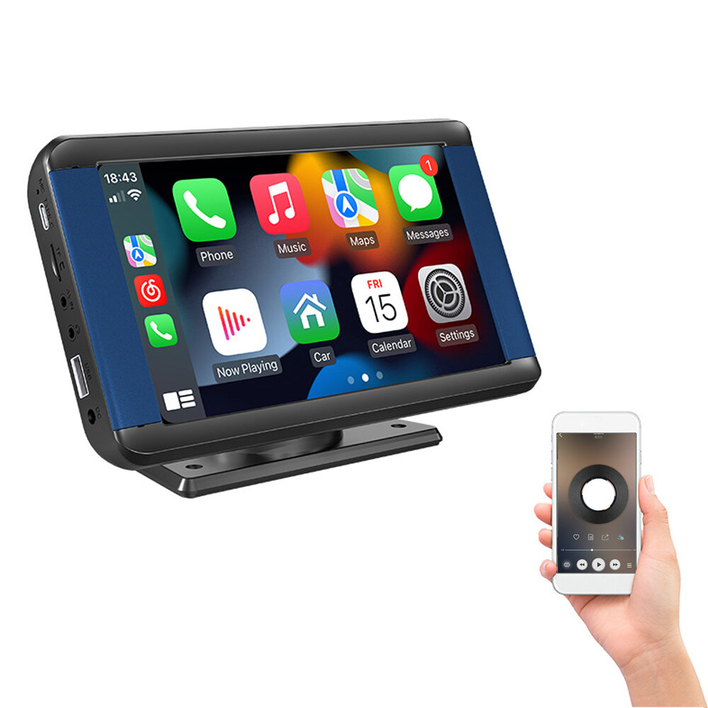 7 Inch Black Car Stereo BT5.0 MP5 Player FM 87.5-108.0MHz Radio Receiver Carplay Android Auto USB TF Card AUX-IN Hands-Free Calling Phone Link Reversing Picture 12-24V 1024x600 ABS 2.4G/5G WiFi RCA 1.4V Built-in 1W Speaker