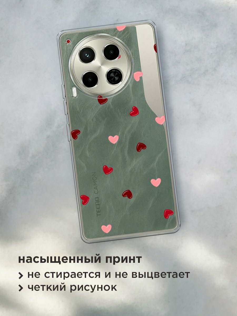 Чехол на Tecno Camon 30 5G / Текно Камон 30 5G с принтом "Бордовые сердечки 2" — фото 1