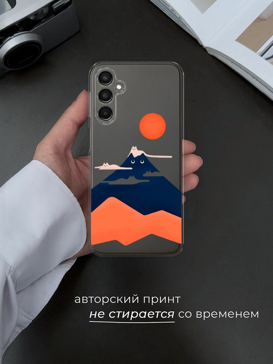 Чехол на Samsung Galaxy A24 / Самсунг Галакси A24 с принтом "Кот-гора", прозрачный — фото 1