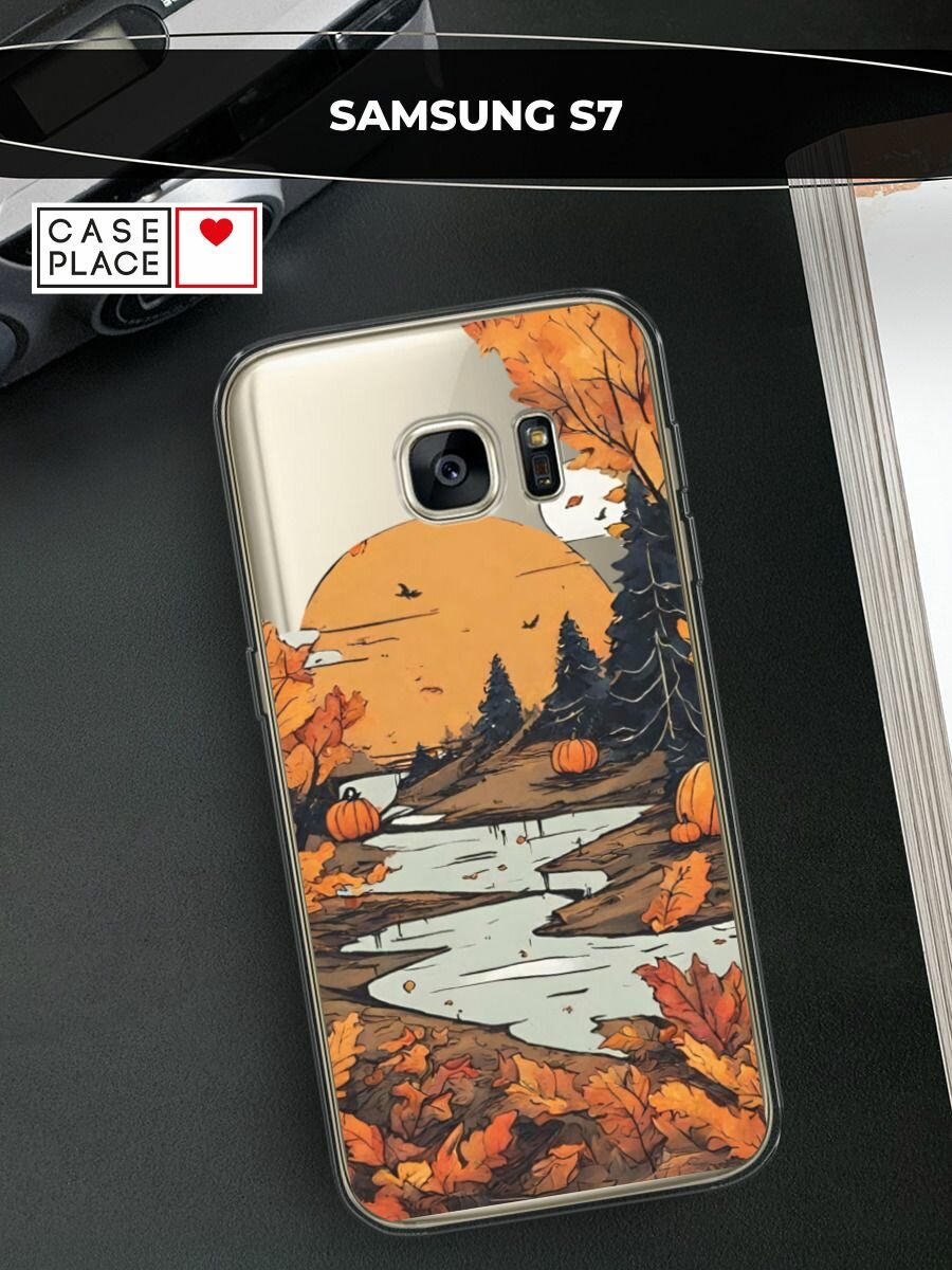 Чехол на Samsung Galaxy S7 / Самсунг Галакси С 7 с принтом "Осенний лесной уголок", прозрачный