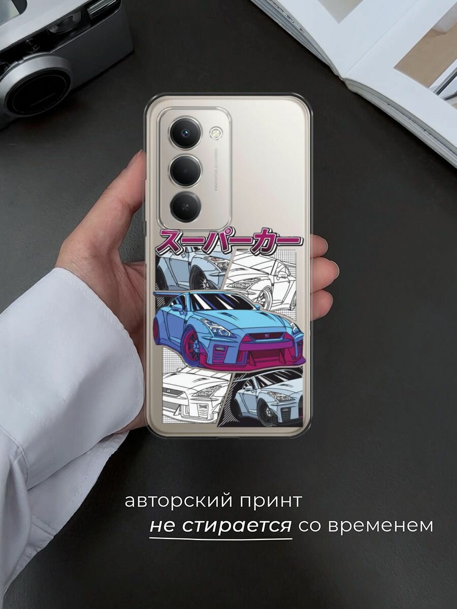 Чехол на Xiaomi Redmi 15 / Сяоми Редми 15 с принтом "JDM коллаж", прозрачный — фото 1