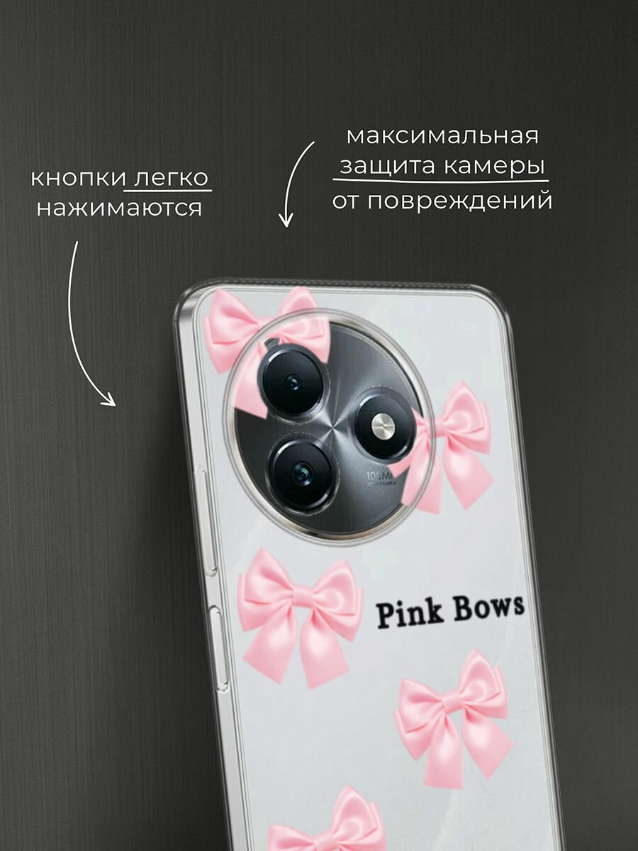 Чехол на Itel S24 / Ител S24 с принтом "Pink Bows", прозрачный — фото 1
