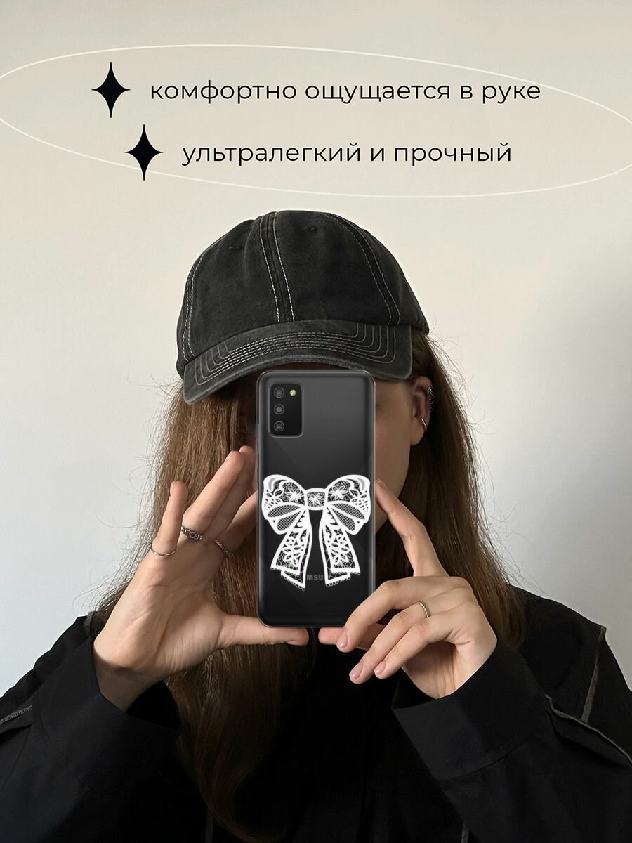 Чехол на Samsung Galaxy A02s / Самсунг Галакси A02s с принтом "Черно-белый бант 2" — фото 1