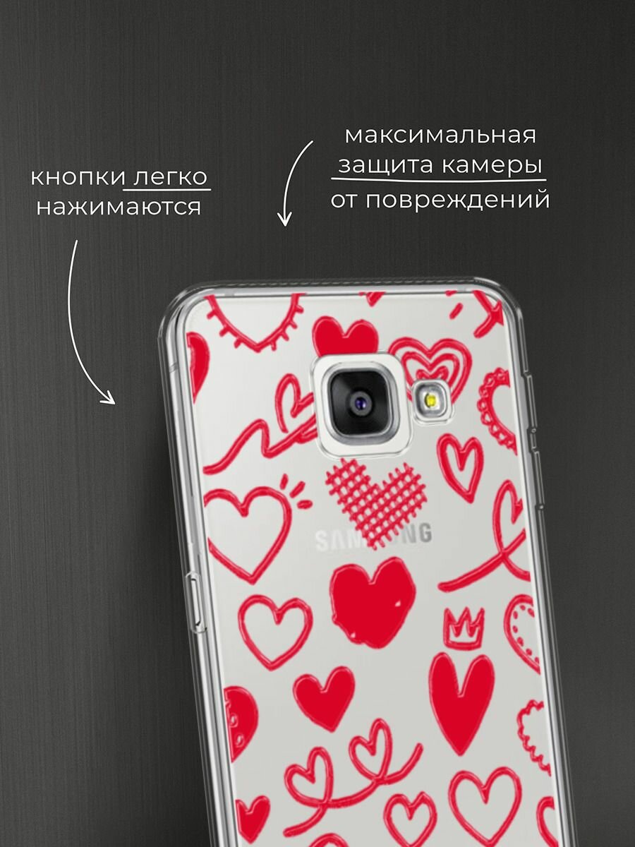 Чехол на Samsung Galaxy A3 2016 / Самсунг Галакси А3 2016 с принтом "Разные сердечки" — фото 1