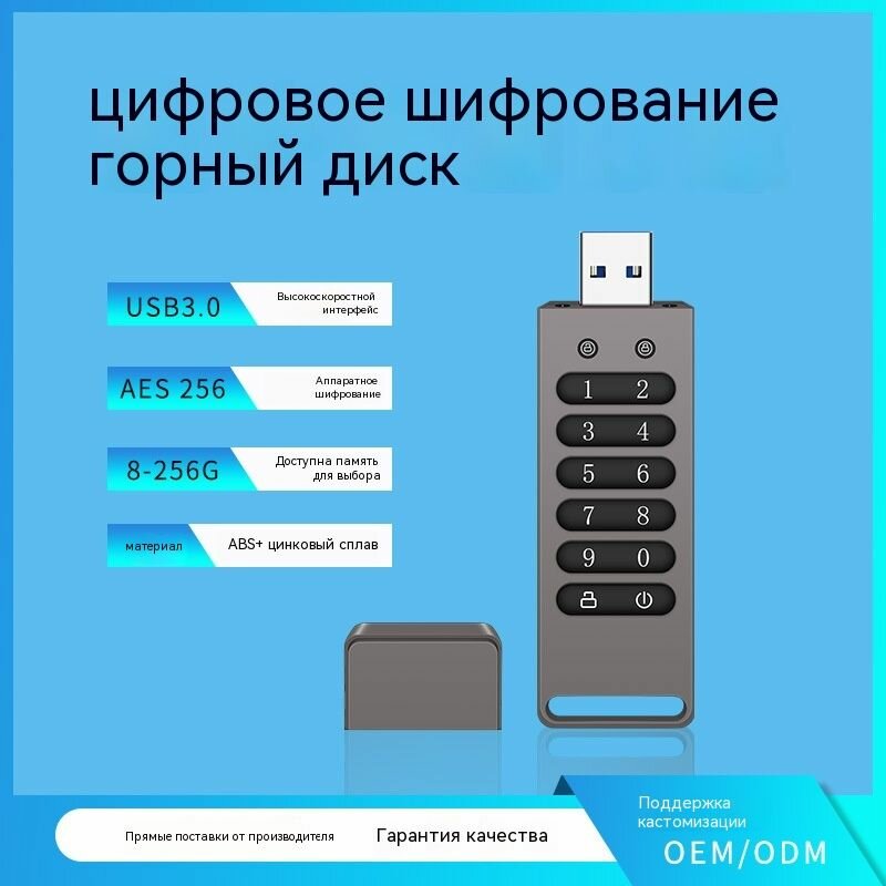 USB флешка 256 ГБ / флешка с блокировкой паролем / зашифрованная