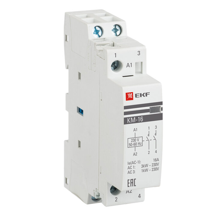Контактор модульный EKF 16А, NО+NC, 1 модуль, IP20, 230В