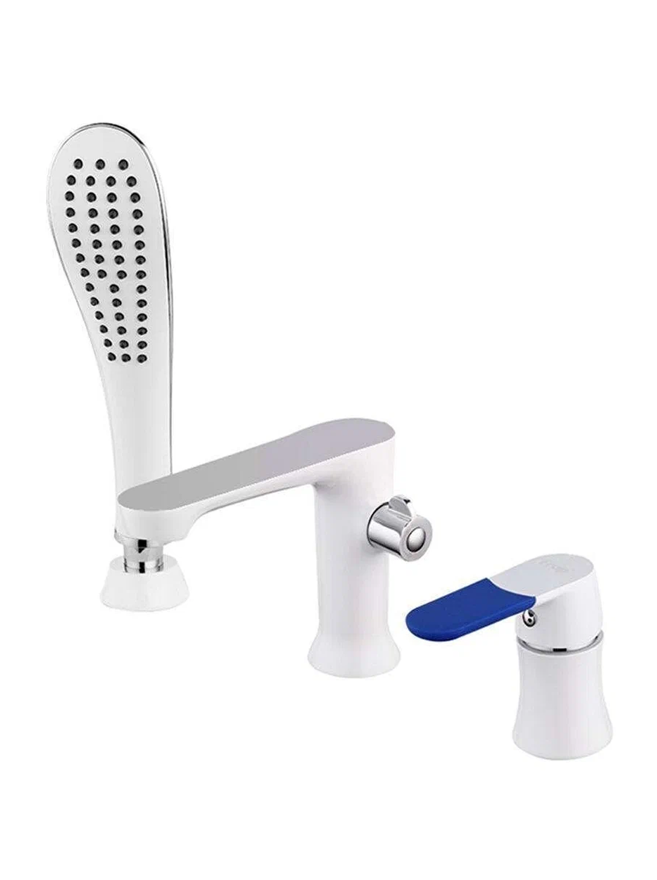 Смеситель Frap F1134 установка на борт ванны, латунь, хром/белый