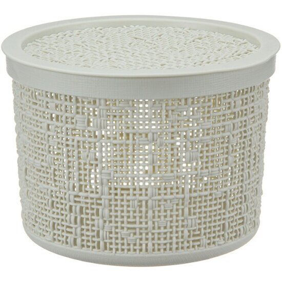 Коробка Idea бязь с крышкой D17см 2л М 2328 белый ротанг