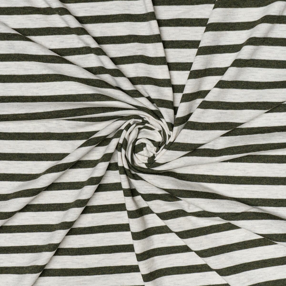 Трикотажная ткань оливковая и белая полоска, 1,6х1м