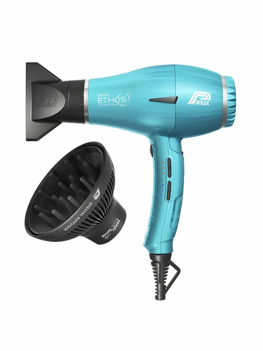 Профессиональный фен Parlux Ethos Azzurro + диффузор Magic Sense, 2300 Вт, 2 насадки, Италия