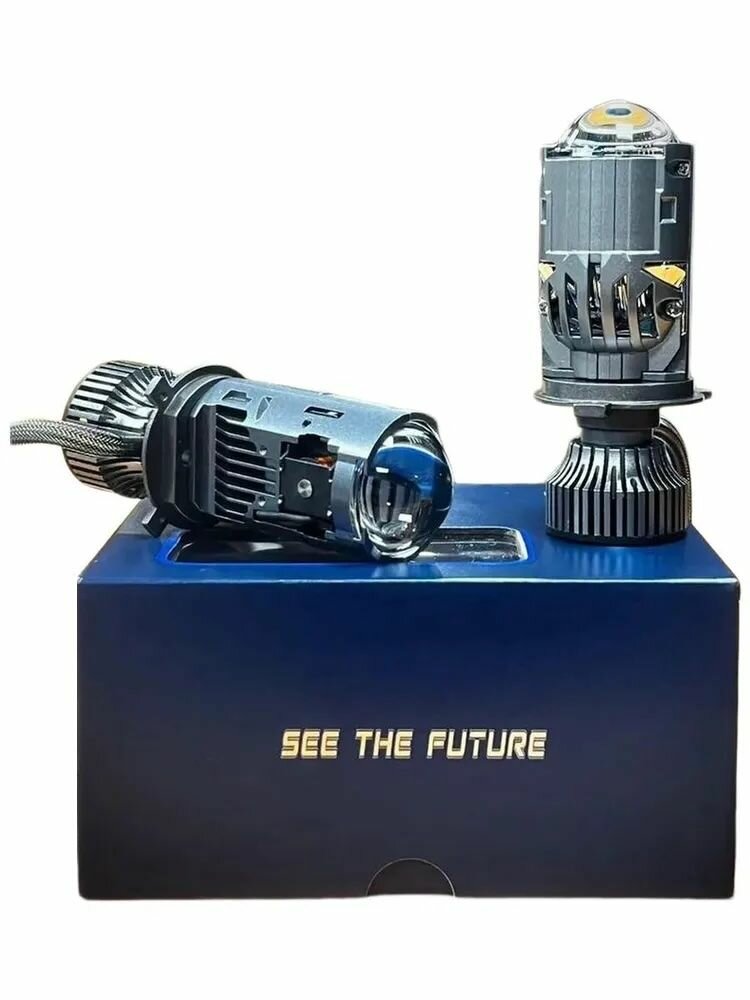 Мини линзы H4 6000k 12-30v Ближний дальний - Шторка / линзованные LED лампы / комплект 2 шт