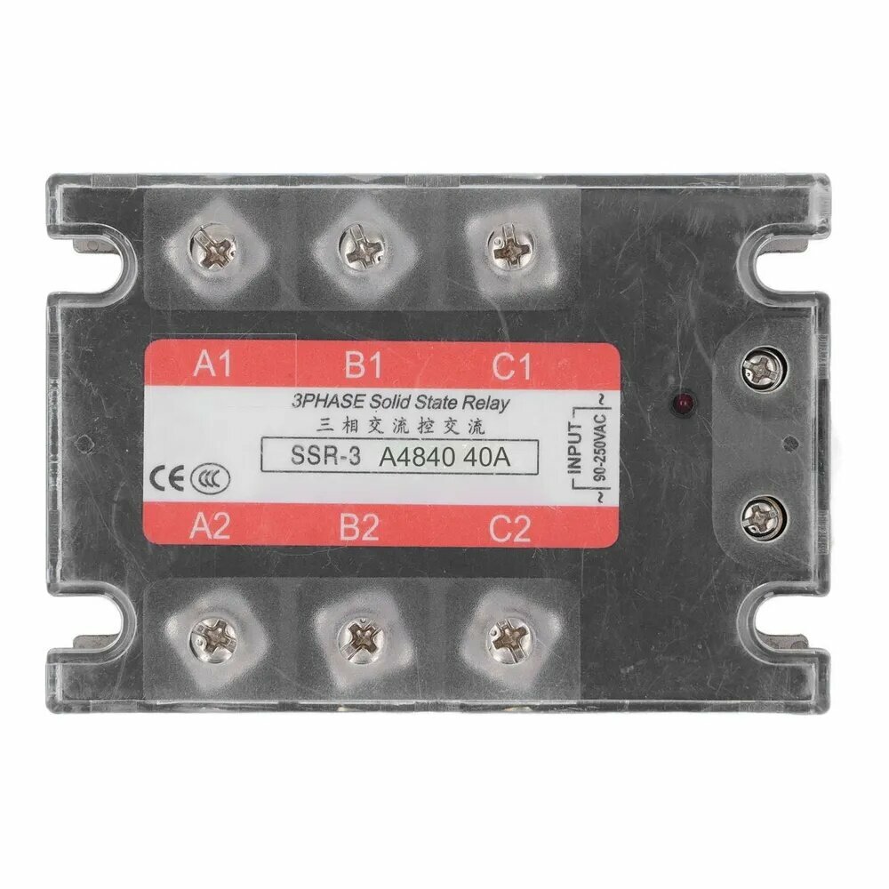 3-фазное твердотельное реле 40A, вход 90-250V, выход 24-480V