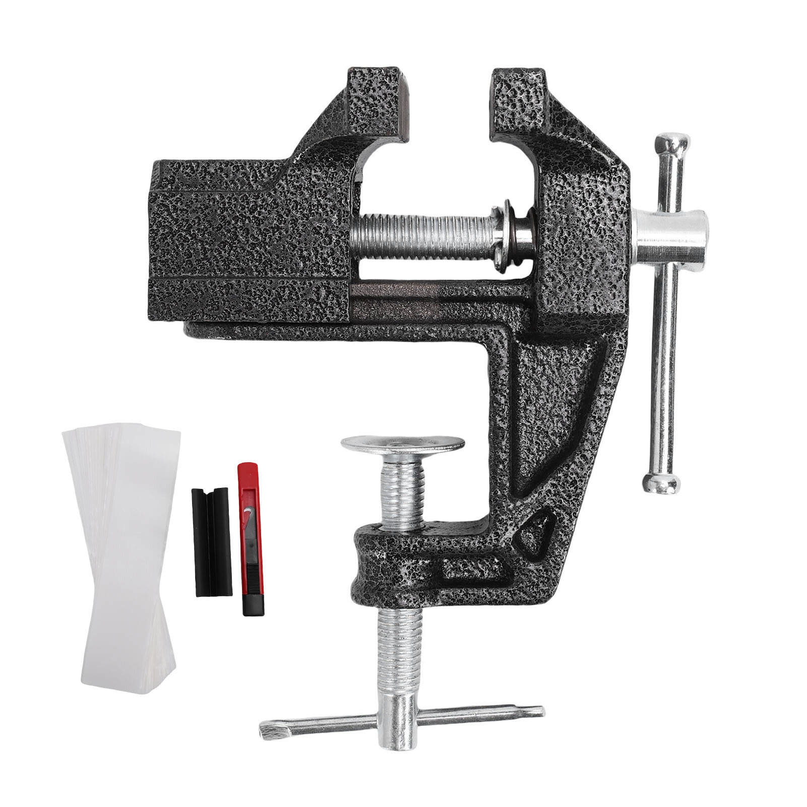 Golf Club Grip Vise Clamp Kit Mini Golf Grip Removal Tool with Rubber Clamp Double Sided Tapes Hook Knife