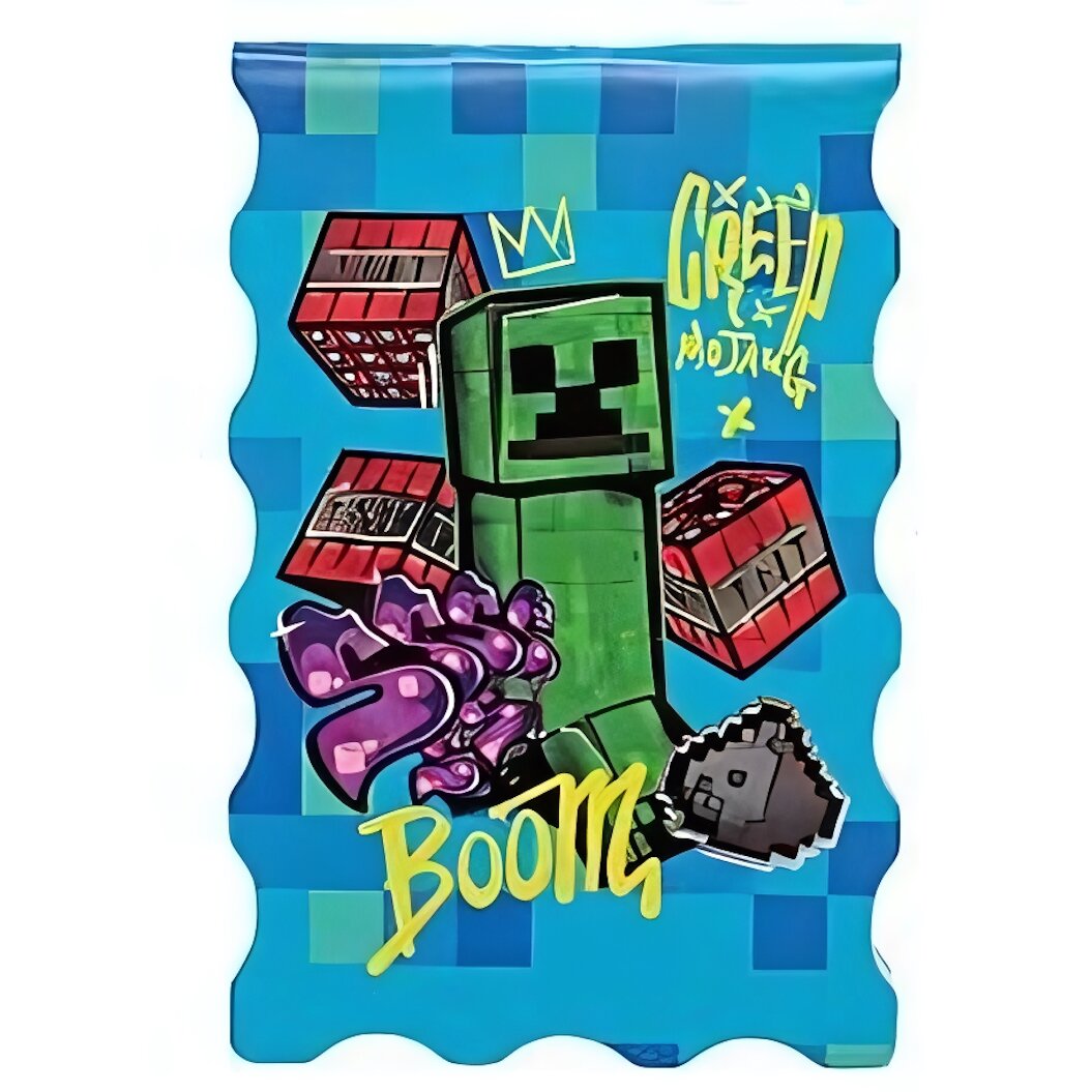 Блокнот фигурный А7 40 листов "My Game" на скрепке, без линовки, тиснение серебряной фольгой, дизайн "CREEP Boom"