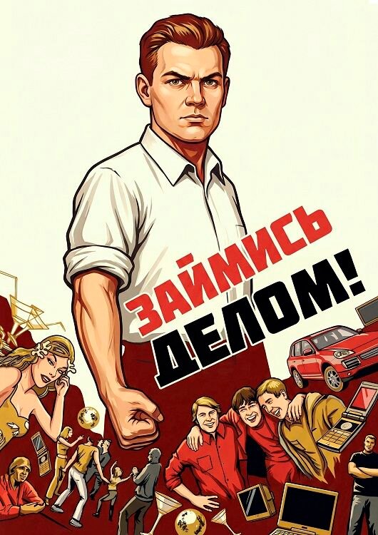 "Займись делом". 60*85 см. Советский агит. плакат. А1_047.
