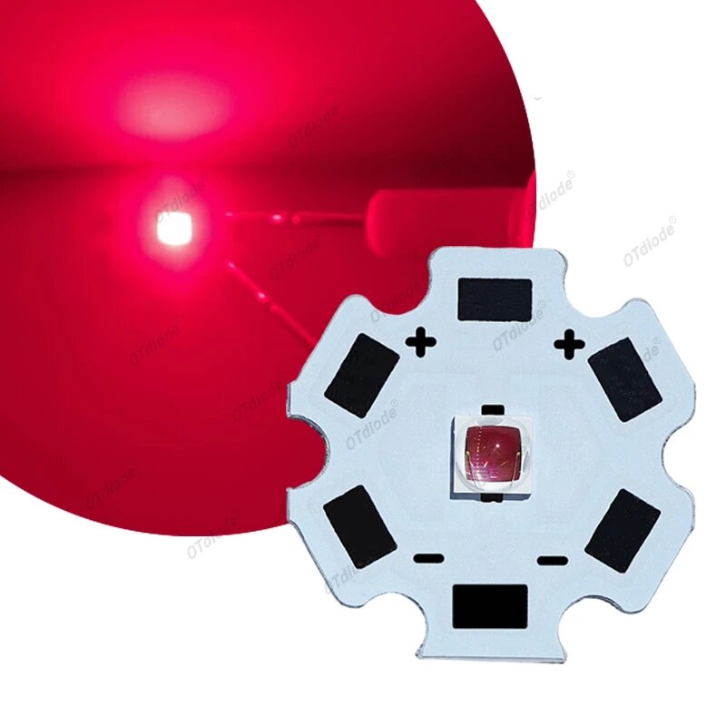 Светодиодный чип OSR-10W Deep Red 660nm 10Вт для Красный, 10W660nm-20mm Al PCB, 1PCS Deep Red LED