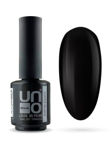 Гель-лак UNO "Super Black", черный, глянцевый, без липкого слоя, 10мл