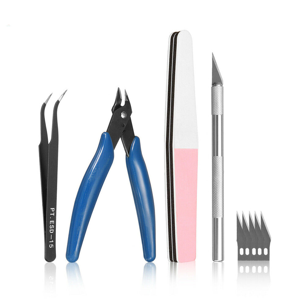 9Pcs Набор базовых инструментов для моделирования DIY, набор для сборки моделей хобби, замена для шлифования Gundam, Материал: Металл+Пластик+Нержавеющая сталь, Вес упаковки: 90г/3.17 унции, Размер упаковки: 220*90*40мм/8.66*3.54*1.57 дюйма