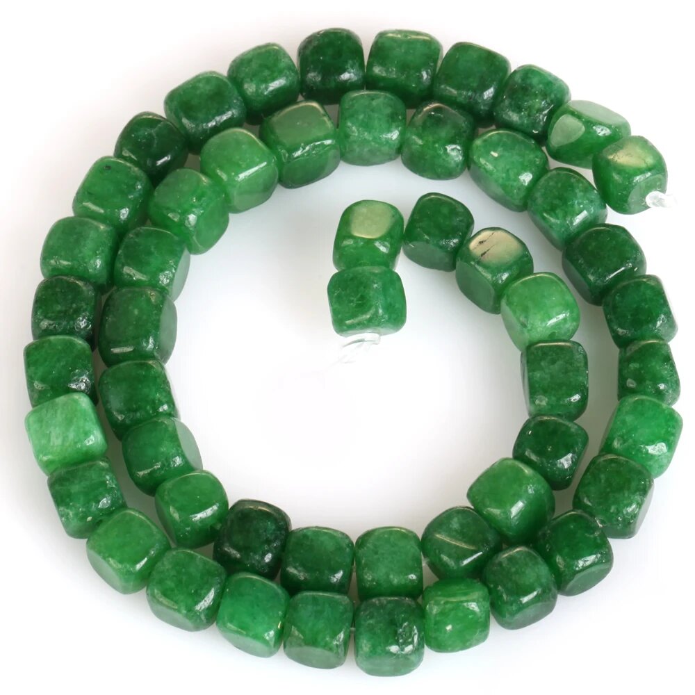 Нефритовые бусины IYKWIM 8 мм квадратные 15” Изумрудный, Green Jade