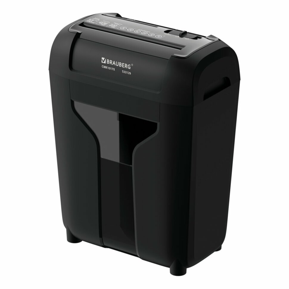 Уничтожитель (шредер) BRAUBERG CMK-1017х, 4 уровень секретности, 4х38 мм, 10 листов, корзина 17 литров, 533129, 533129