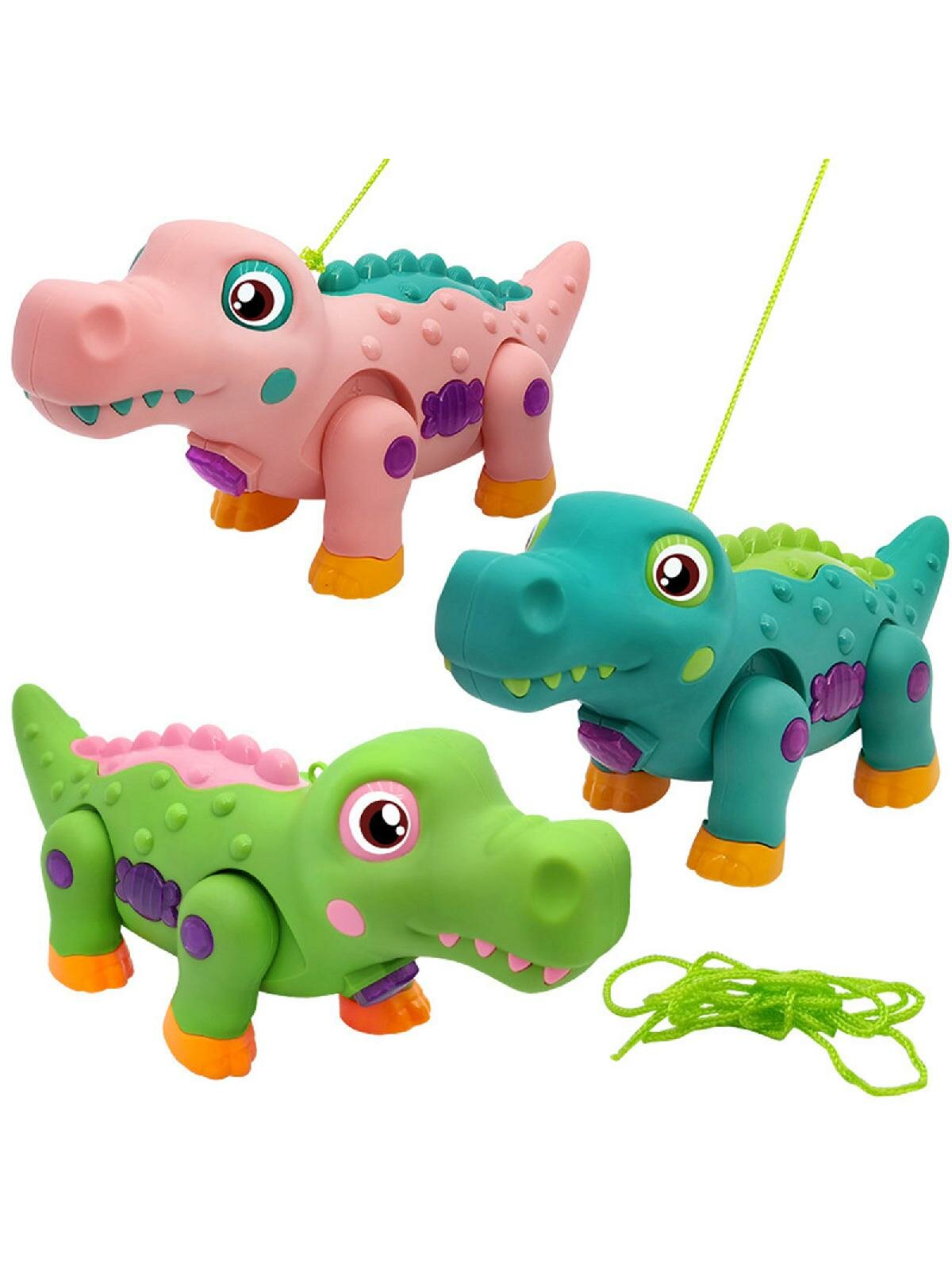 Электрическая игрушка-поводок для ходьбы с мультяшным крокодилом (случайный цвет)