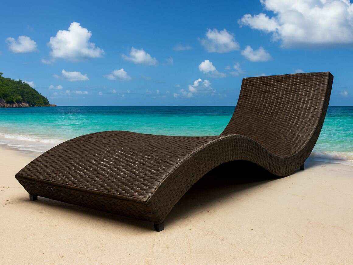 Шезлонг-лежак плетеный Tama, искусственный ротанг, цвет коричневый люкс, ReeHouse