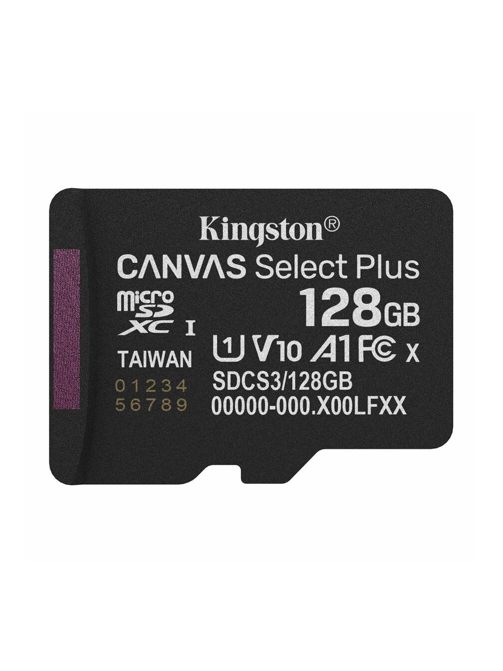 Карта памяти microSDXC UHS-I U1 Kingston Canvas Select Plus 128 ГБ, 100 МБ/с, Class 10, SDCS3/128GBSP, 1 шт, без адаптера