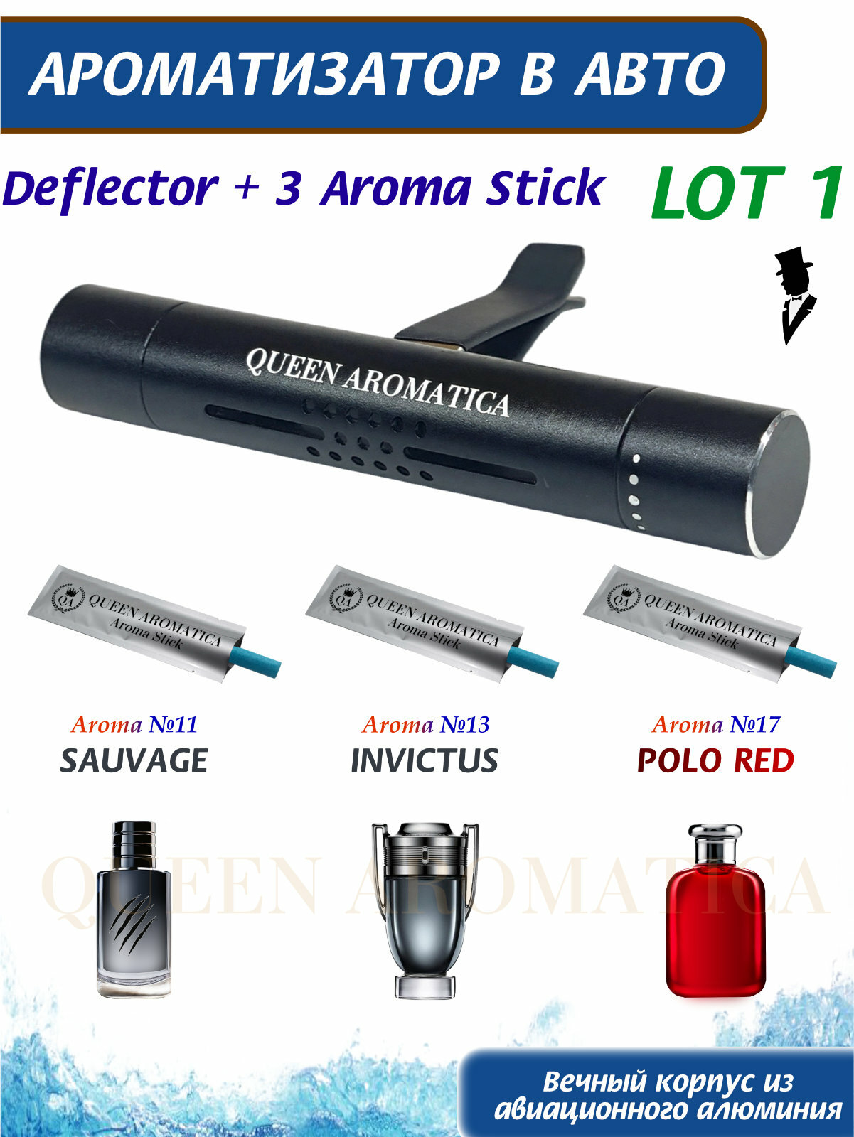 Ароматизатор в машину Queen Aromatica - Deflector набор LOT 1+3 Man 1