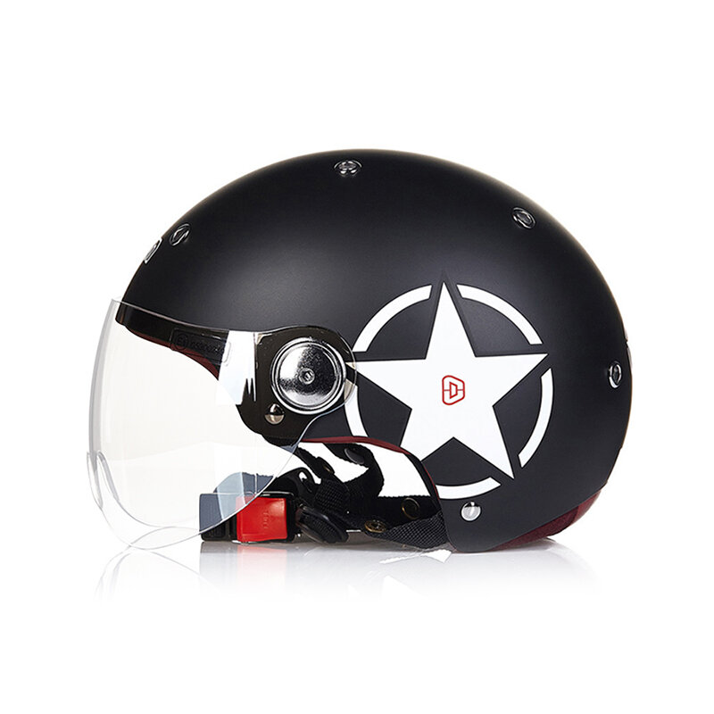 Полуоткрытый шлем унисекс BEON CCC, matte black/white label (star), с одним визором, ABS, L EU