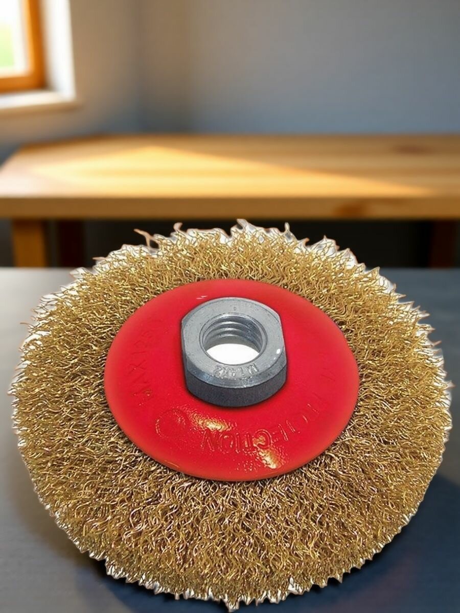 Корщетка "Колесо" 115 мм, волнистая, с наклоном, гайка М14