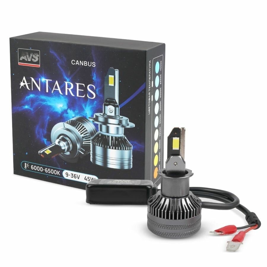 A95278S Светодиодная лампа AVS Antares H3, 9-36V, 45W, 2 шт.