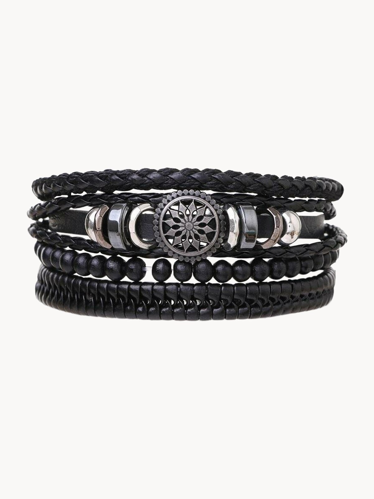 Набор браслетов, металл, дерево