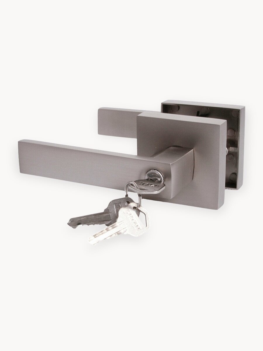 Ручка дверная межкомнатная, с защелкой, фиксатором, ключами Loid SQ-00 SN серебристая, матовый хром