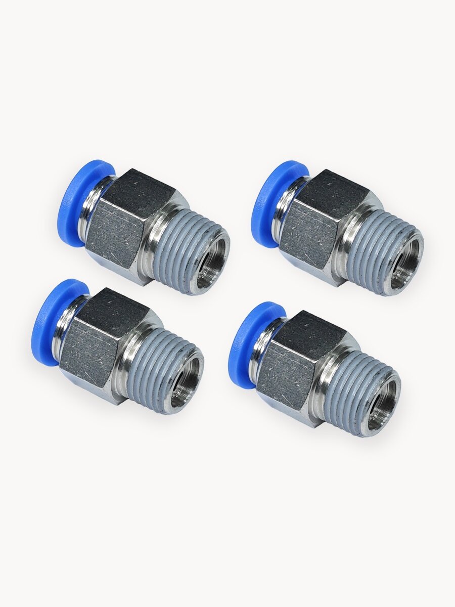 Фитинг прямой пневматический, штуцер цанговый PC 06-01 (1/8"), Пневмофитинг NBPT, Набор 4шт