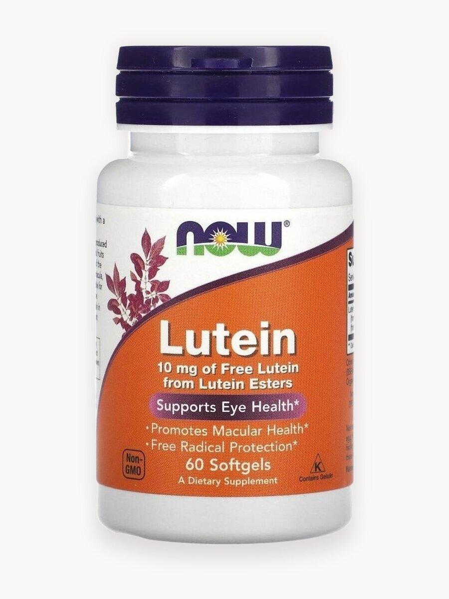 Лютеин NOW Lutein, 10 mg, 60 капсул