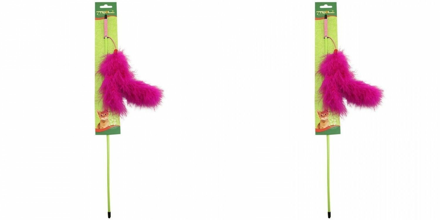 Triol Игрушка для кошек Удочка-дразнилка Кисточка, 12 х 50 см, 2 шт