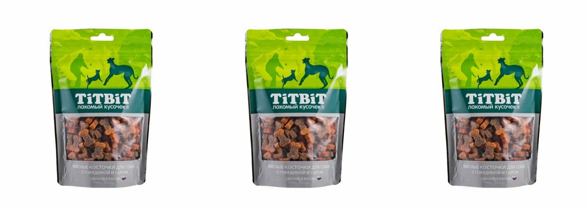 Titbit Лакомство для собак, Косточки мясные с Говядиной и сыром, 145 г, 3 шт