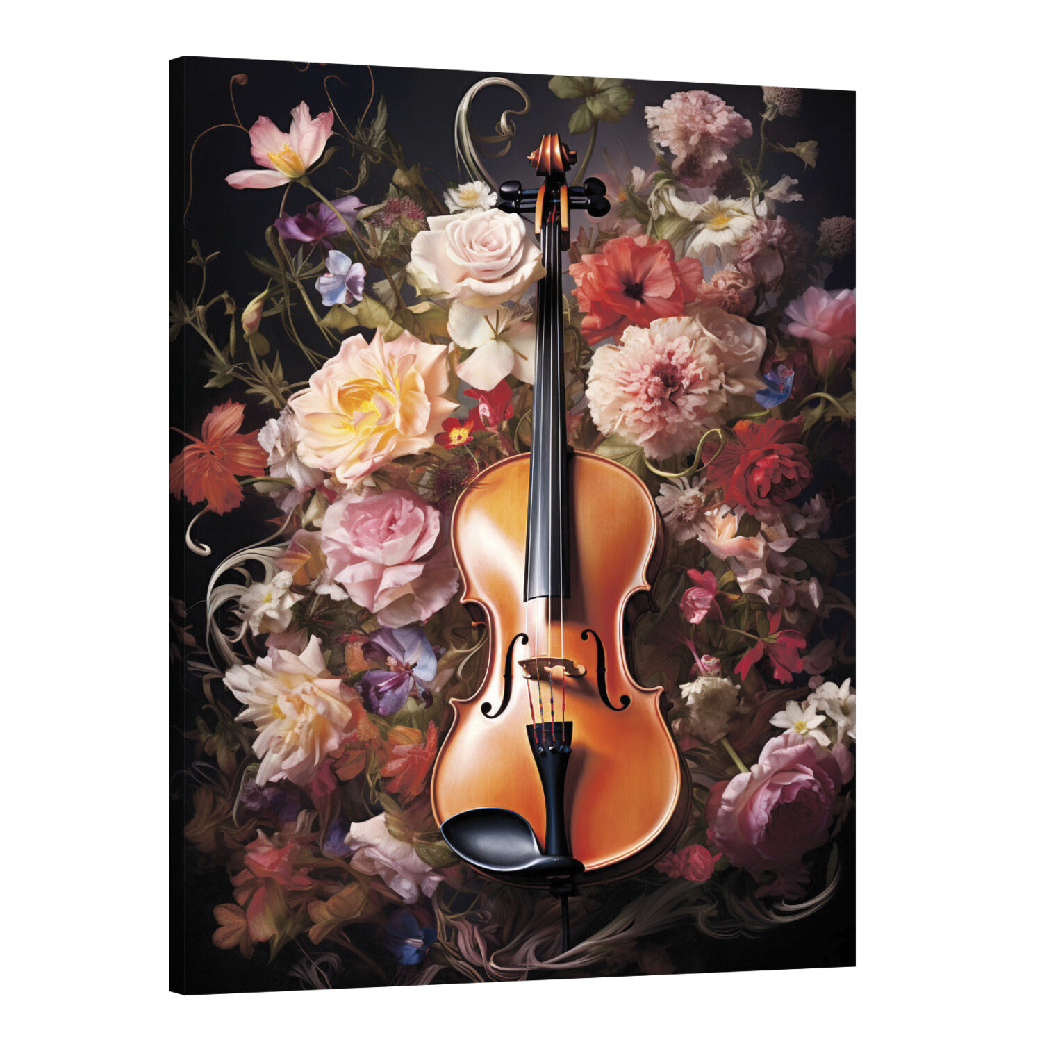 Интерьерная картина 50х70 "Скрипка в цветах"