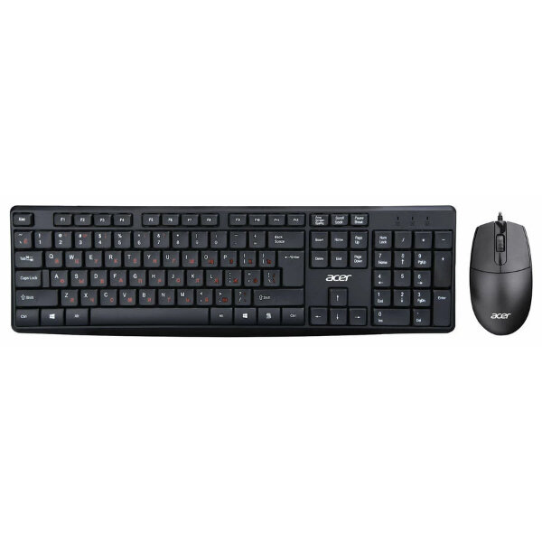 Комплект клавиатура+мышь Acer OMW141 проводной, USB, 1200 DPI, чёрный